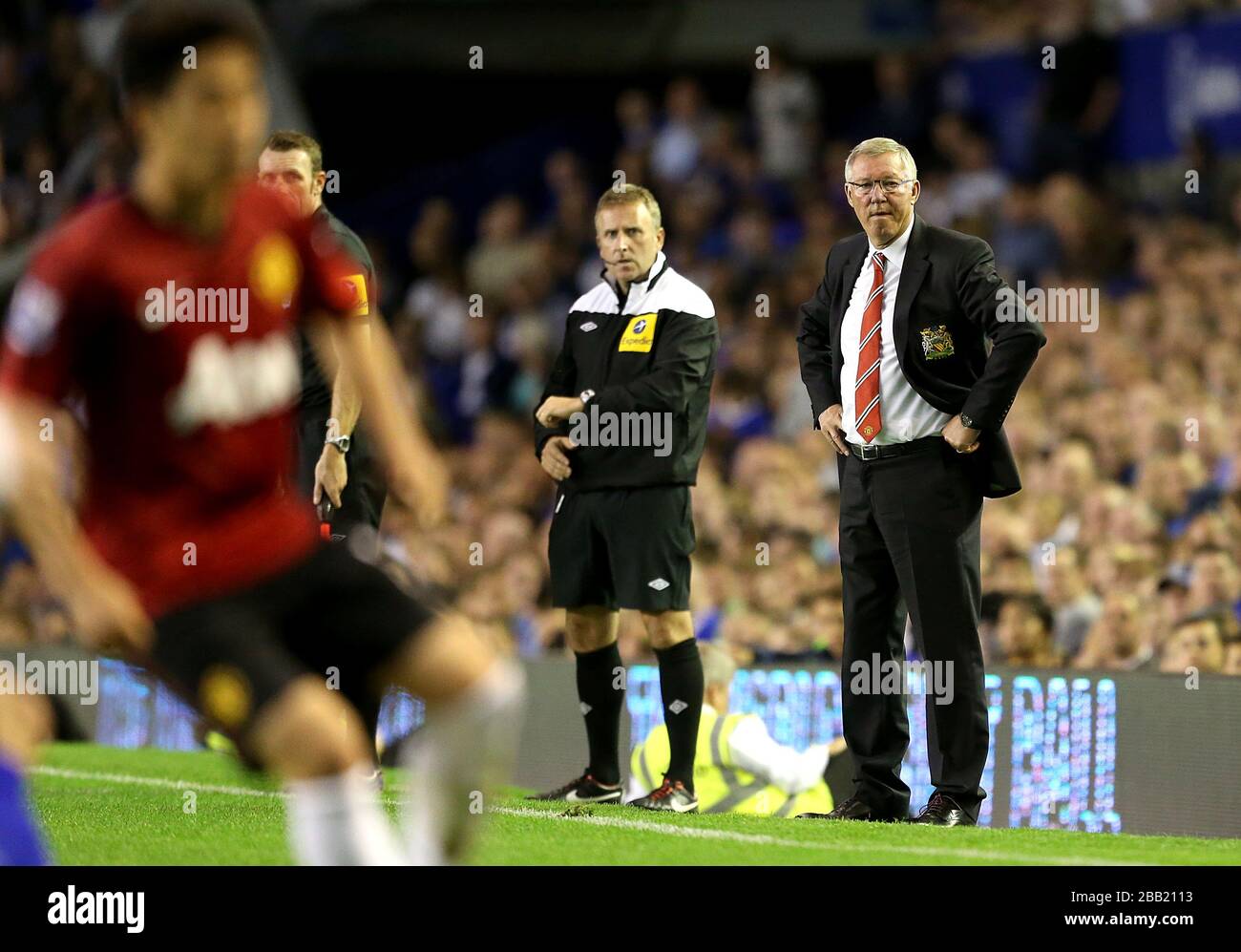 Manchester United manager Sir Alex Ferguson on the touchline Stock ...