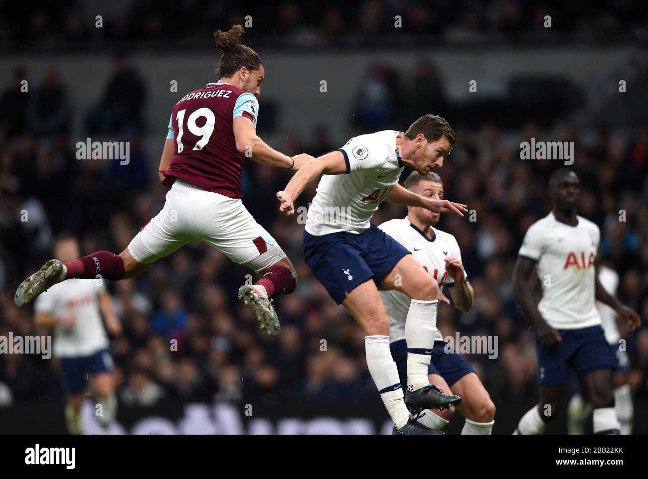 Burnley's Jay Rodriguez (left) heads towards goal Stock Photo - Alamy