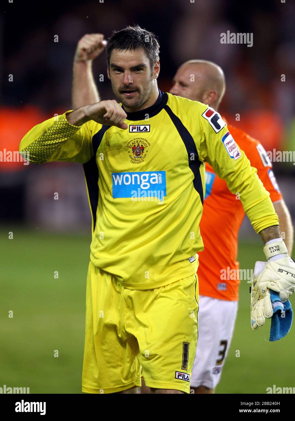 Blackpool goalkeeper Matt Gilks celebrates after the game Stock Photo ...