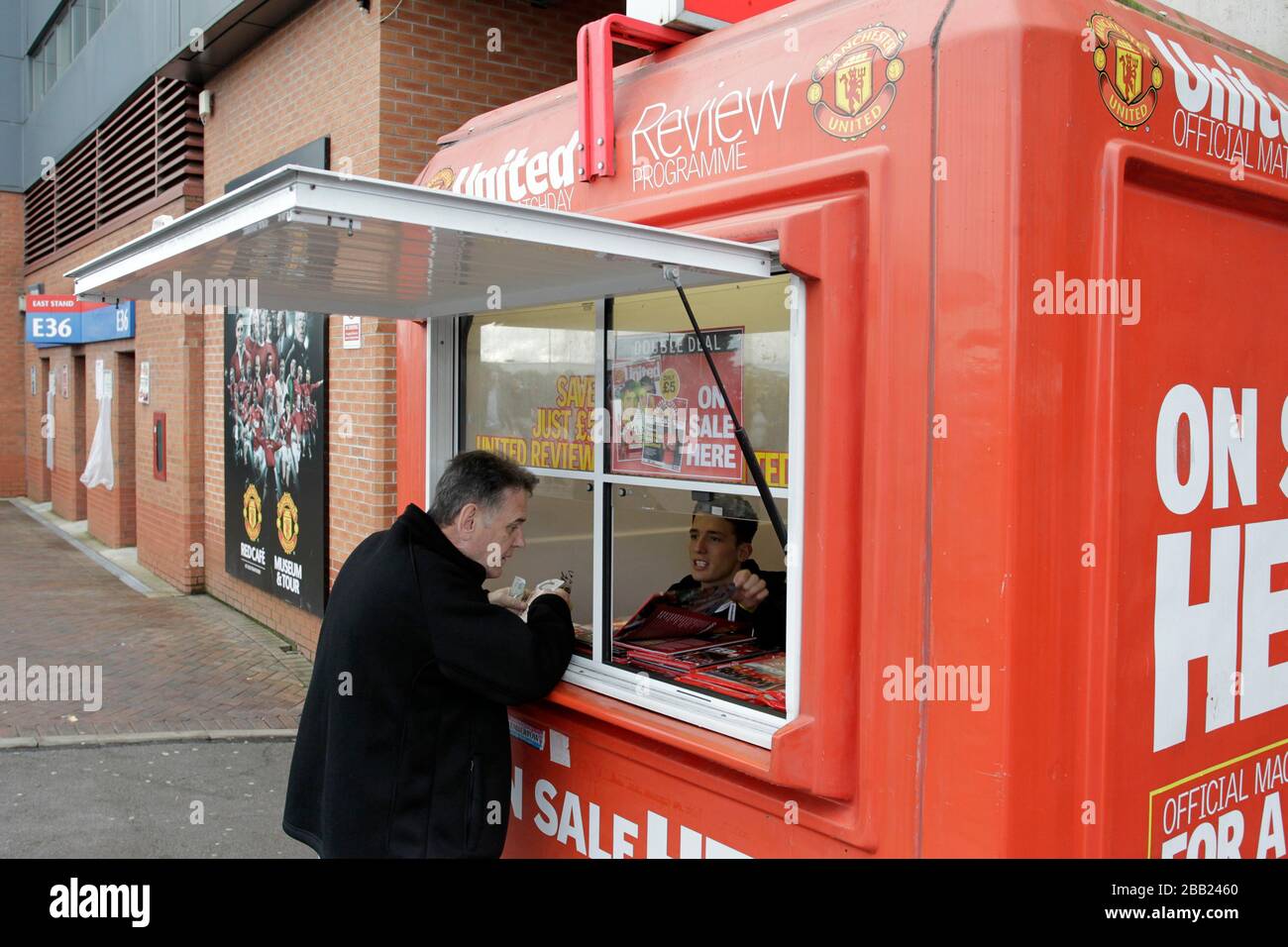 United review programme sellers at work outside Old Trafford before the ...