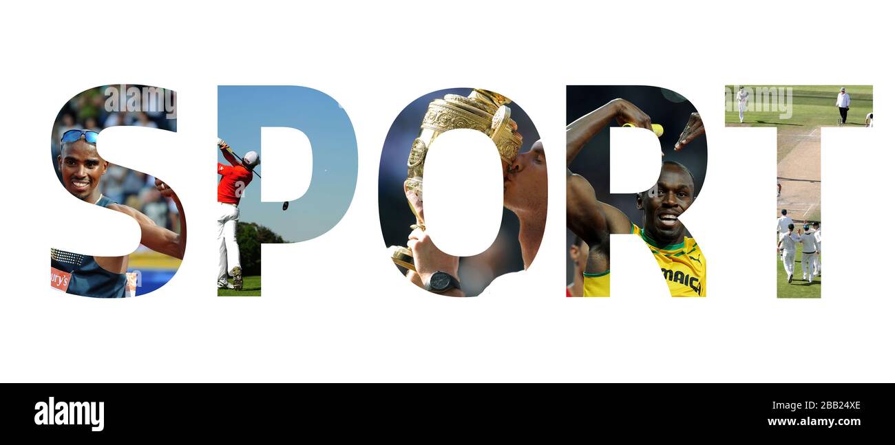 General view of the word sport spelt out using photo alphabet stock ...