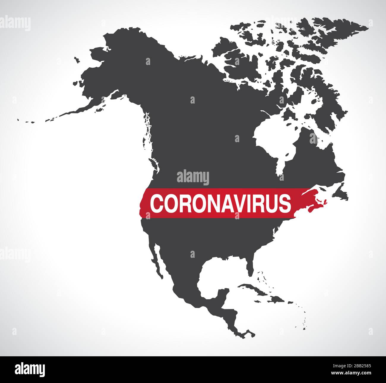 North America map with Coronavirus warning illustration Stock Vector ...