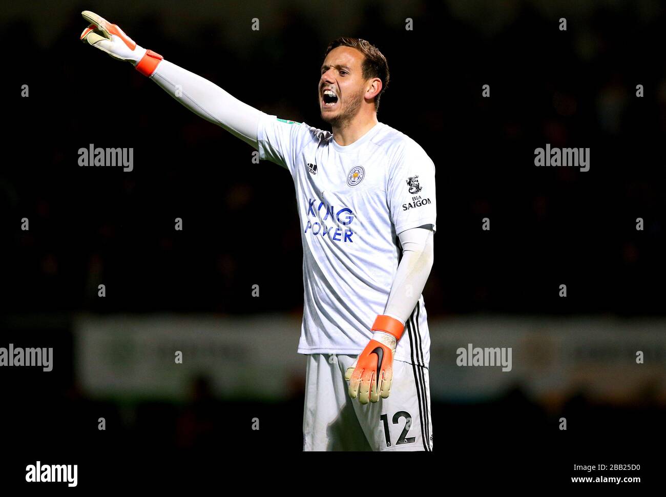 Leicester City goalkeeper Danny Ward gestures on the pitch Stock Photo ...
