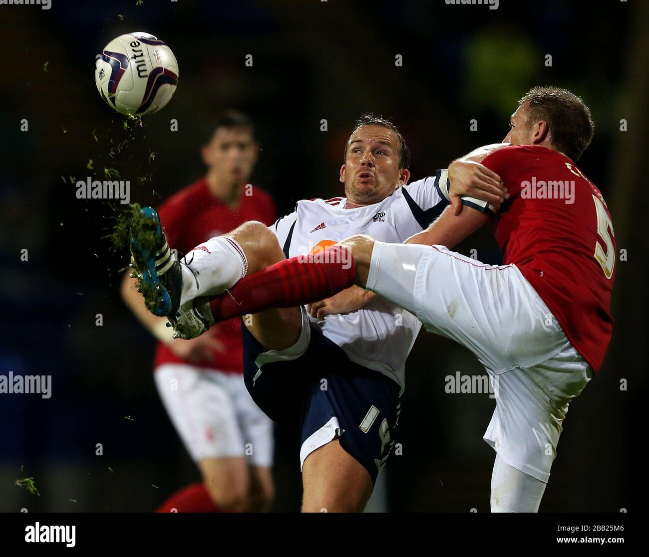 Bolton Wanderers' Kevin Davies and Nottingham Forest's Danny Collins ...