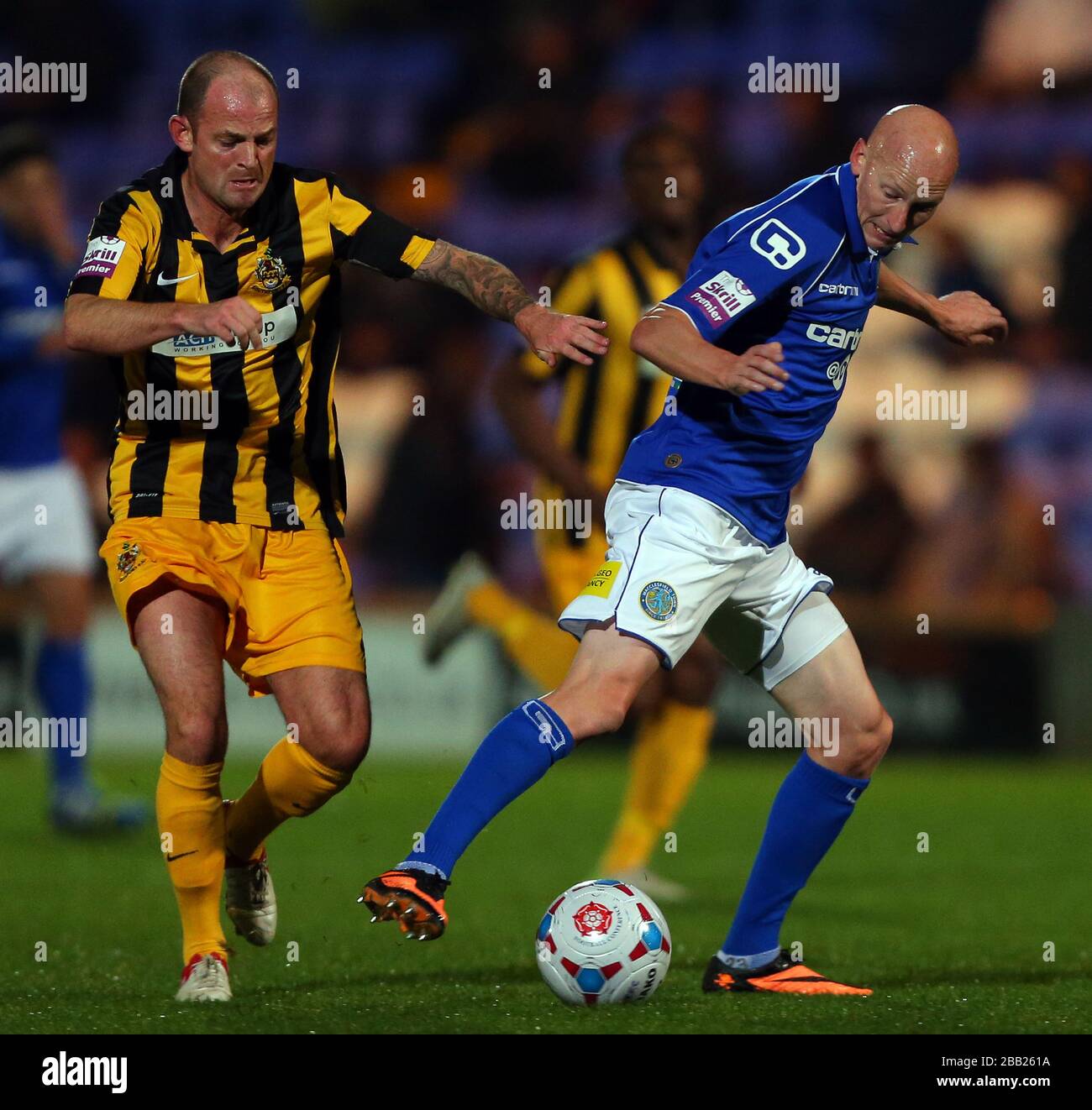 Southport's Jamie Milligan and Macclesfield Town's Danny Whitaker ...