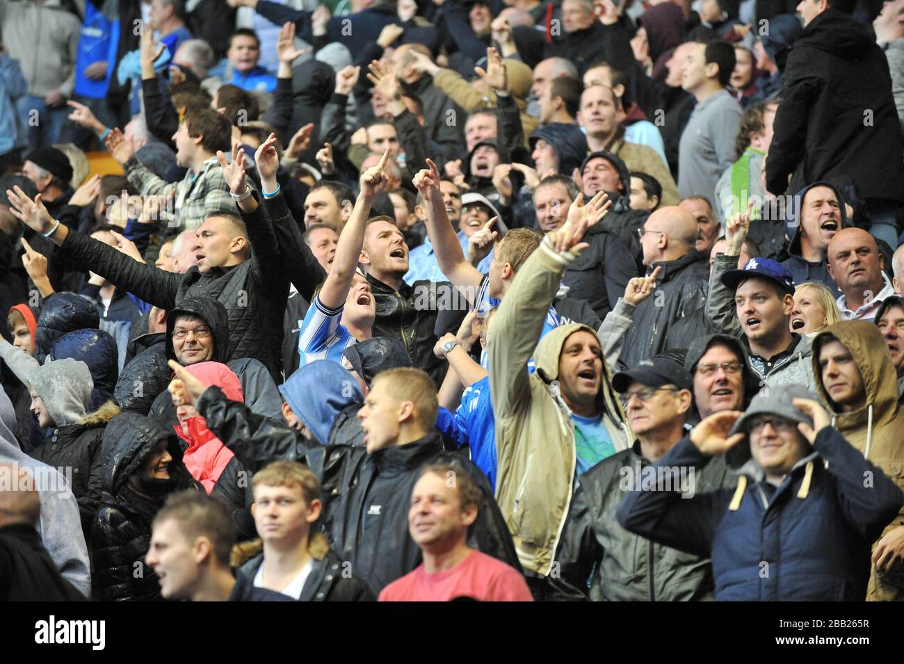 Coventry City's fans celebrate Aaron Phillips equalizing goal Stock ...
