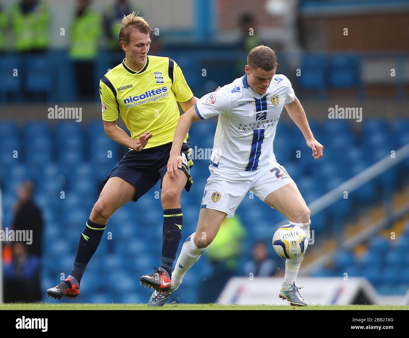 Leeds United's Matt Smith and Birmingham City's Dan Burn Stock Photo ...