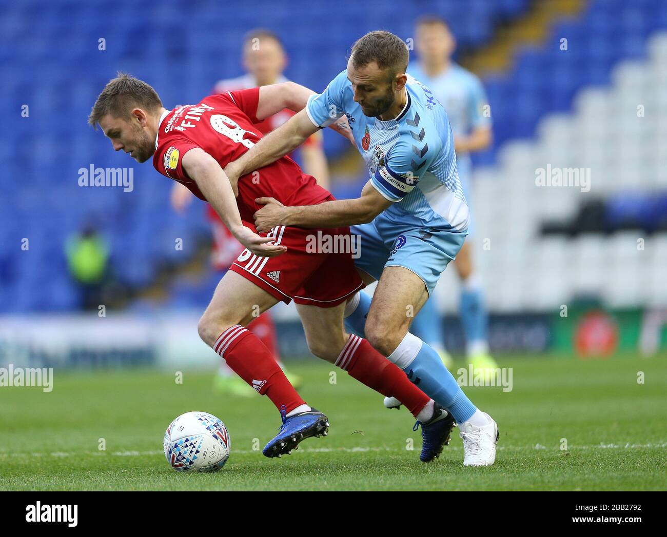 Coventry City's Liam Kelly and Accrington Stanley's Sam Finley battle ...