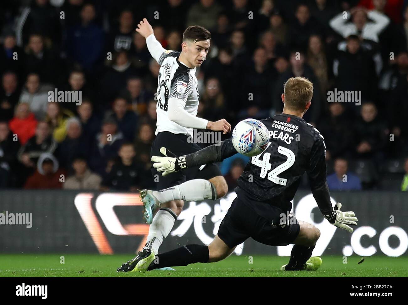 Derby County's Tom Lawrence scores his side's second goal of the game ...