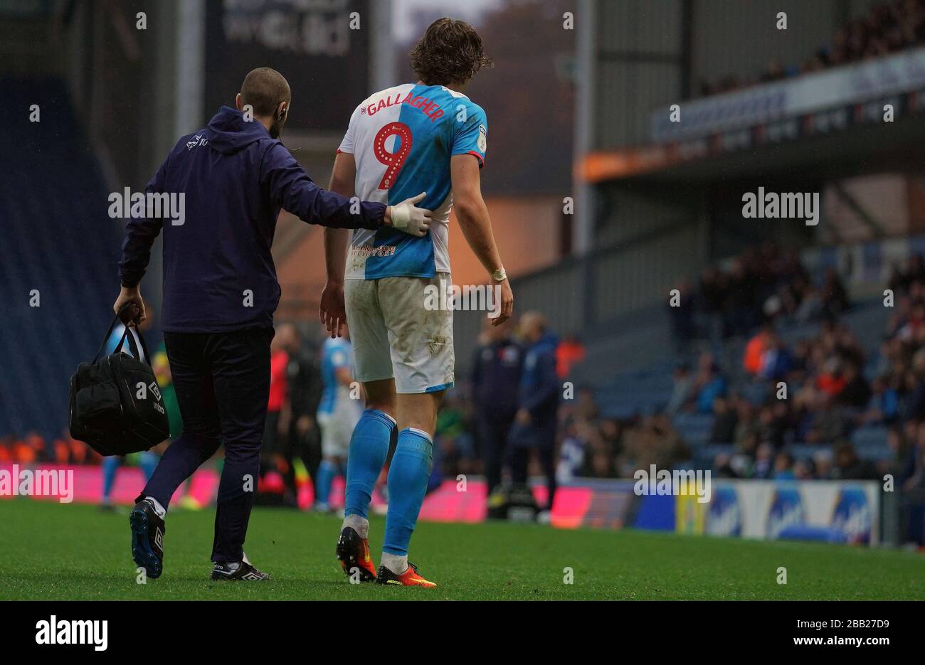 Blackburn Rovers' Sam Gallagher goes off injured Stock Photo - Alamy