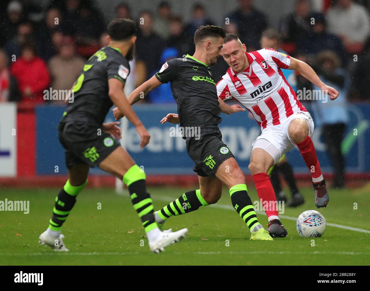 Cheltenham Town's Chris Hussey (right) and Forest Green Rovers' Liam ...