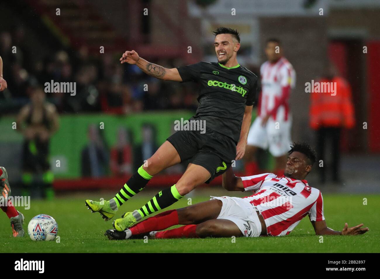 Cheltenham Town's Rohan Ince (right) and Forest Green Rovers' Liam ...