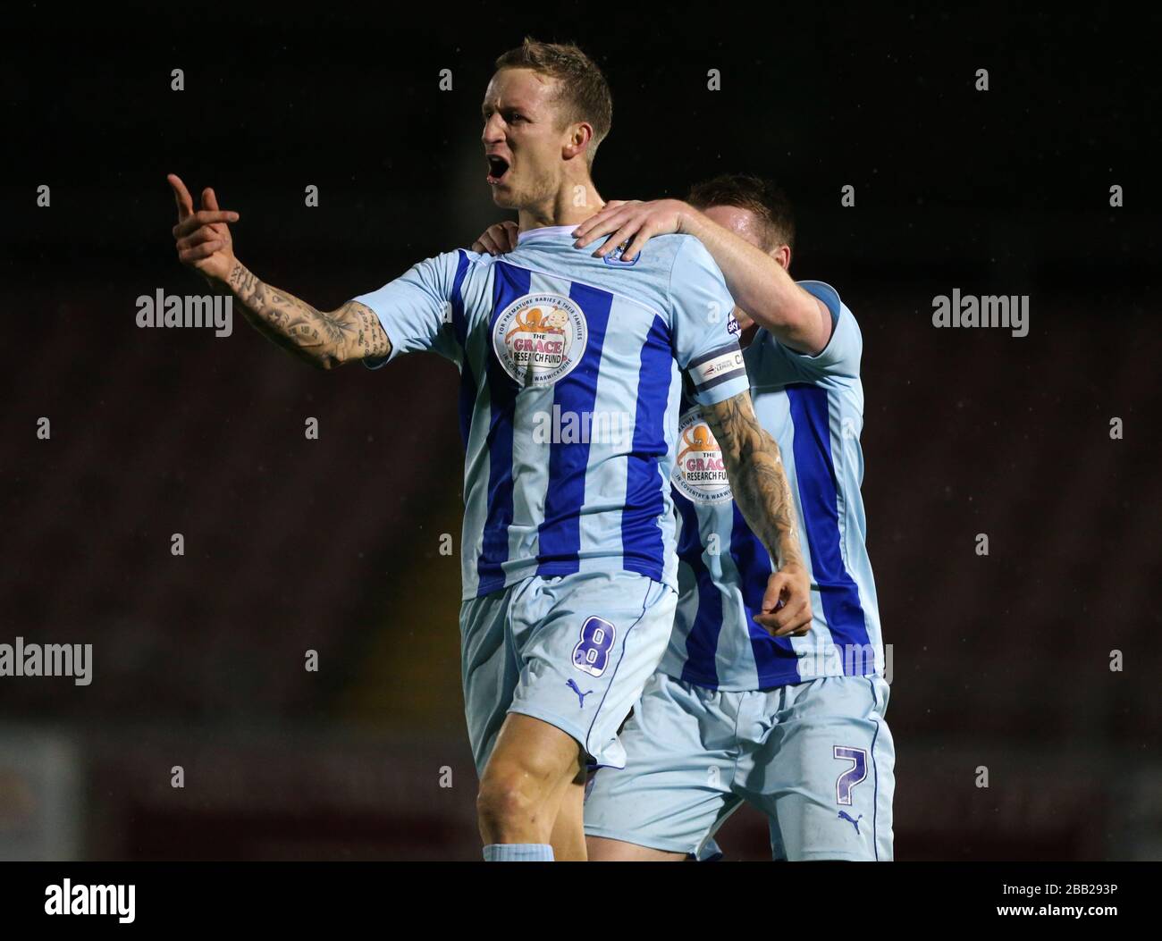 Coventry City's Carl Baker celebrates scoring the first goal Stock ...