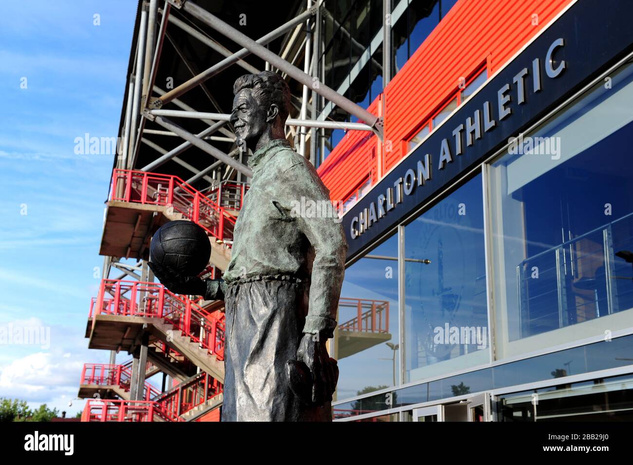 The statue of Sam Bartram outside The Valley Stock Photo - Alamy