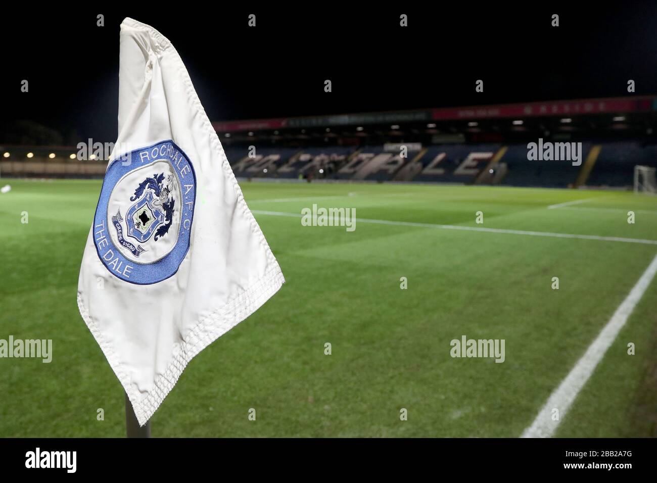 A general view of Rochdale's Crown Oil Arena football stadium Stock ...