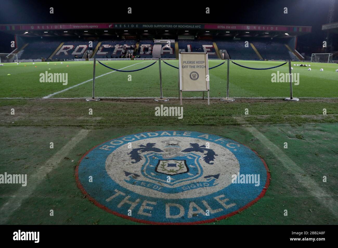 A general view of Rochdale's Crown Oil Arena football stadium Stock ...