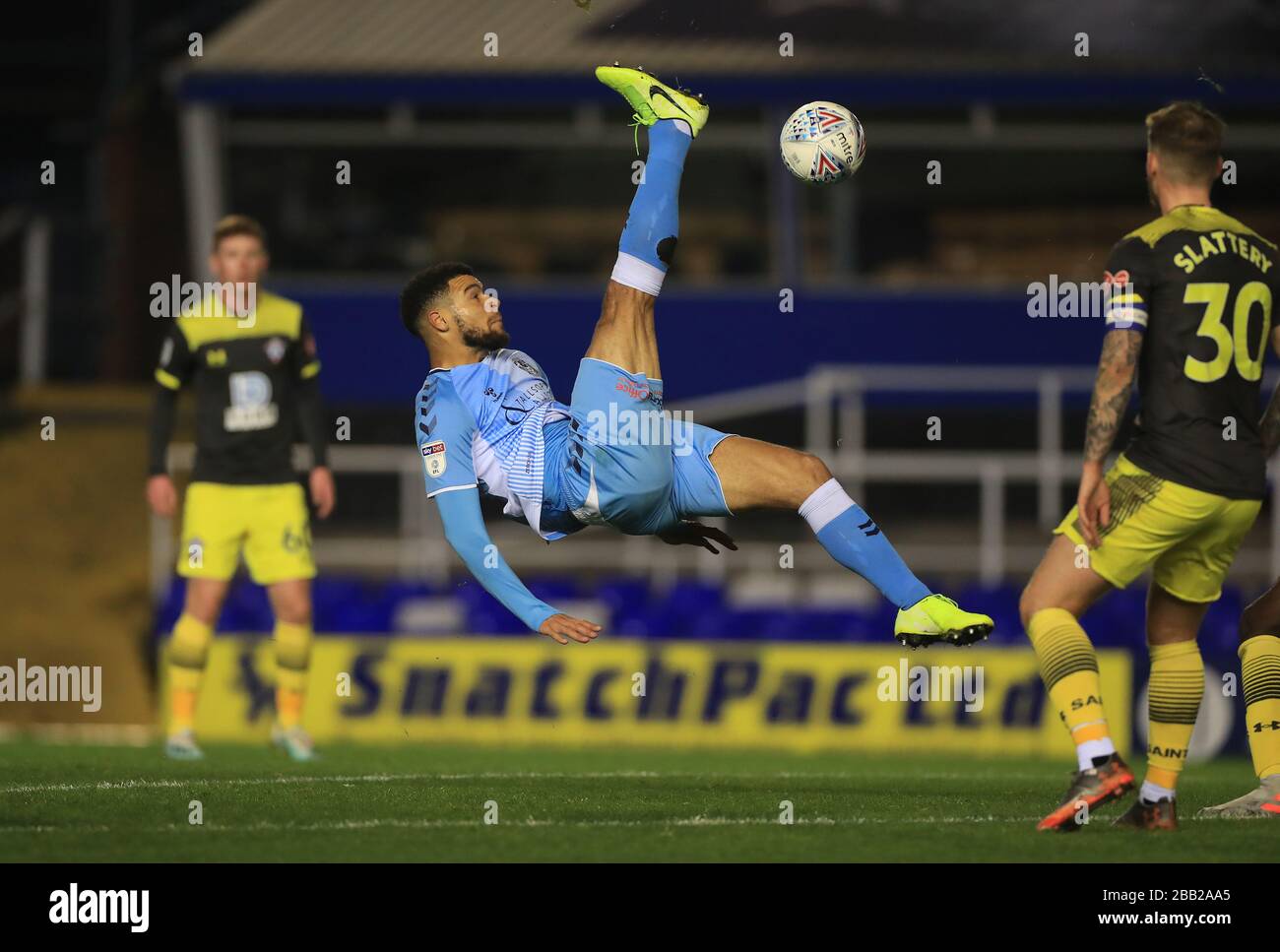Coventry City's Max Biamou attempts a shot at goal Stock Photo - Alamy