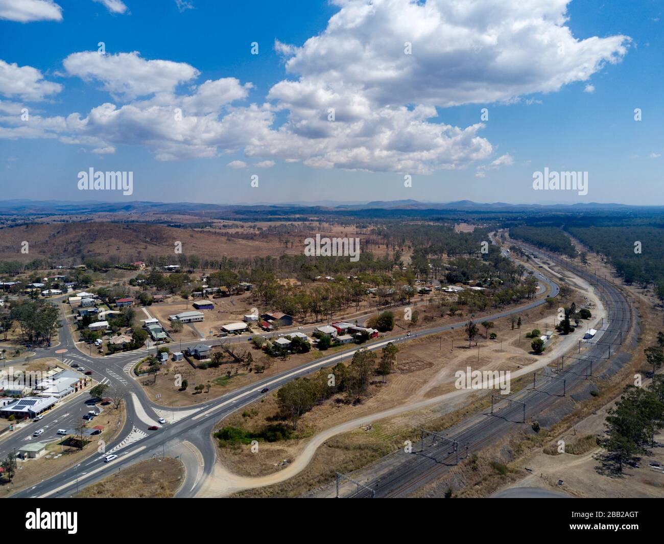 Aerial of Mount Larcom Queensland Australia Stock Photo - Alamy