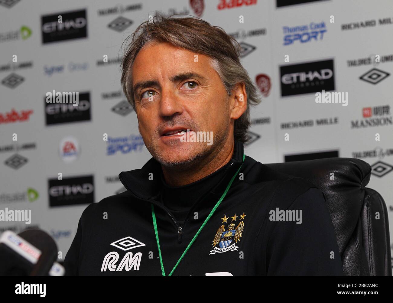 Manchester city manager roberto mancini press conference carrington ...