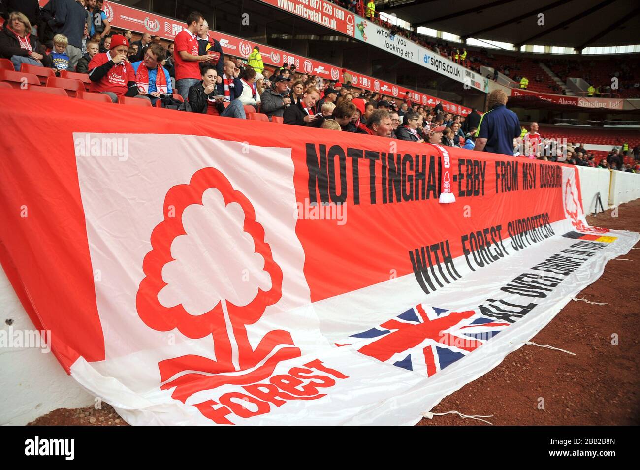 A Nottingham Forest banner in the stands before the game Stock Photo ...