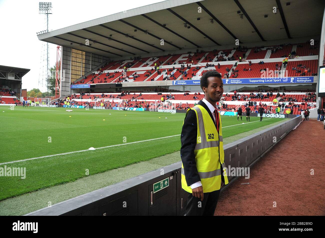 Nottingham Forest staff member Abdullhi Nur pitch side before the game ...