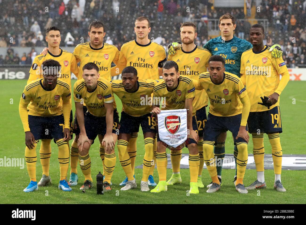 Arsenal players lineup ahead of the match (top row, left to right ...