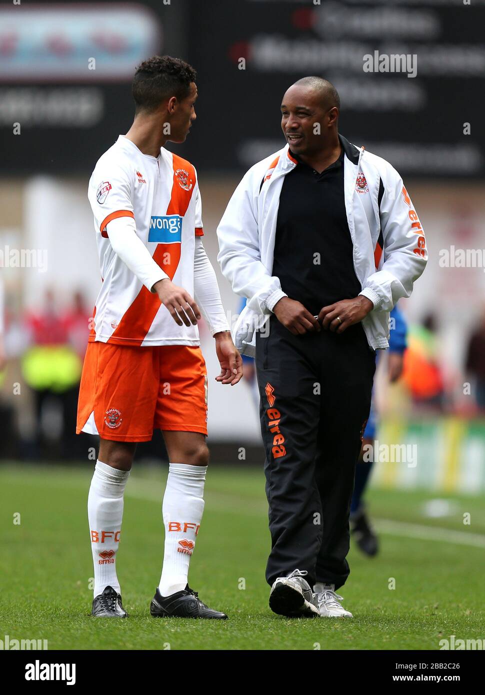 Blackpool's manager Paul Ince (right) and Thomas Ince at the end of the ...