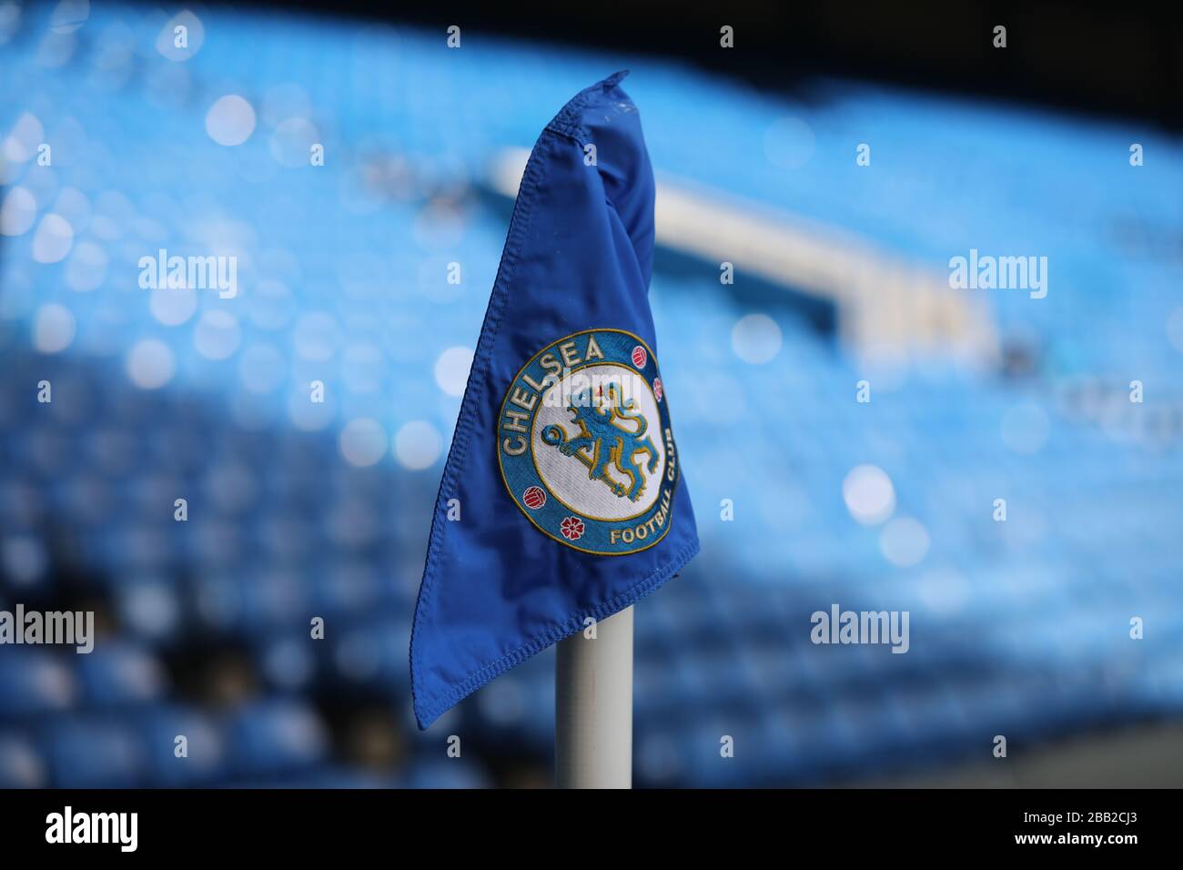 A general view of a Chelsea corner flag at Stamford Bridge, London ...