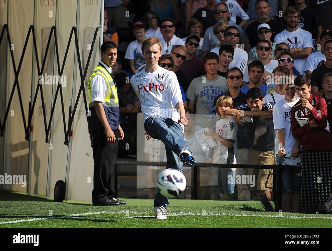 Half-time activities on the pitch Stock Photo - Alamy