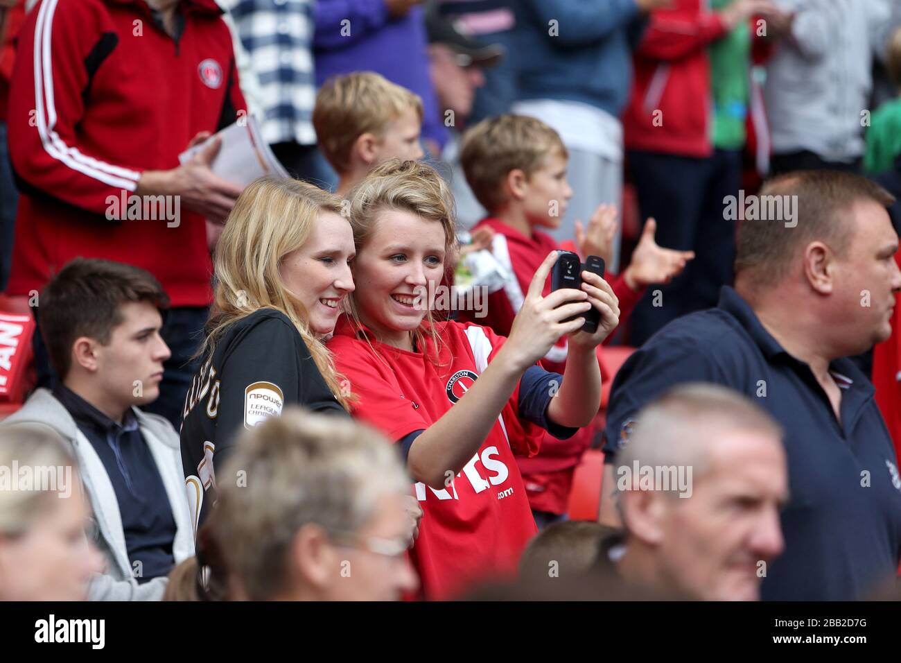 Charlton Athletic fans in the stands Stock Photo - Alamy