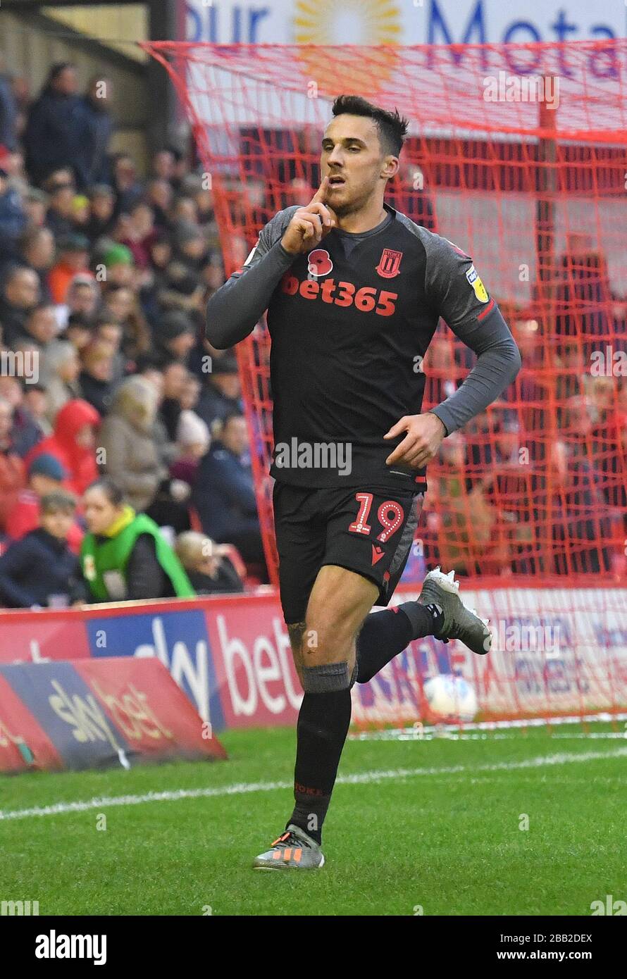 Stoke City's Lee Gregory celebrates scoring his team’s second goal ...