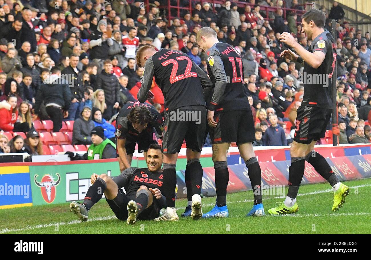 Stoke City's Lee Gregory celebrates scoring his team’s second goal ...