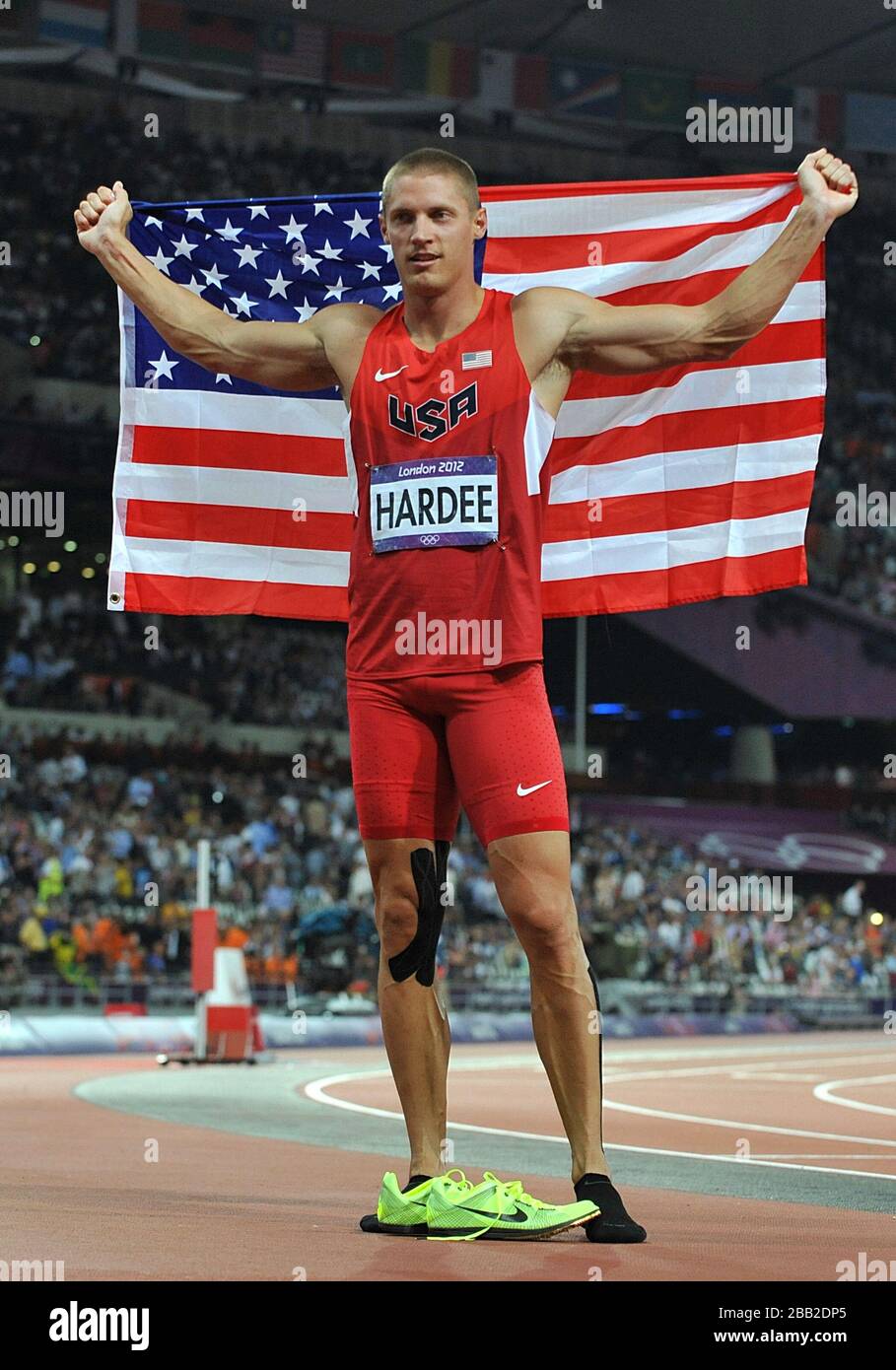USA's Silver Medalist Trey Hardee celebrates after competing in the Men ...