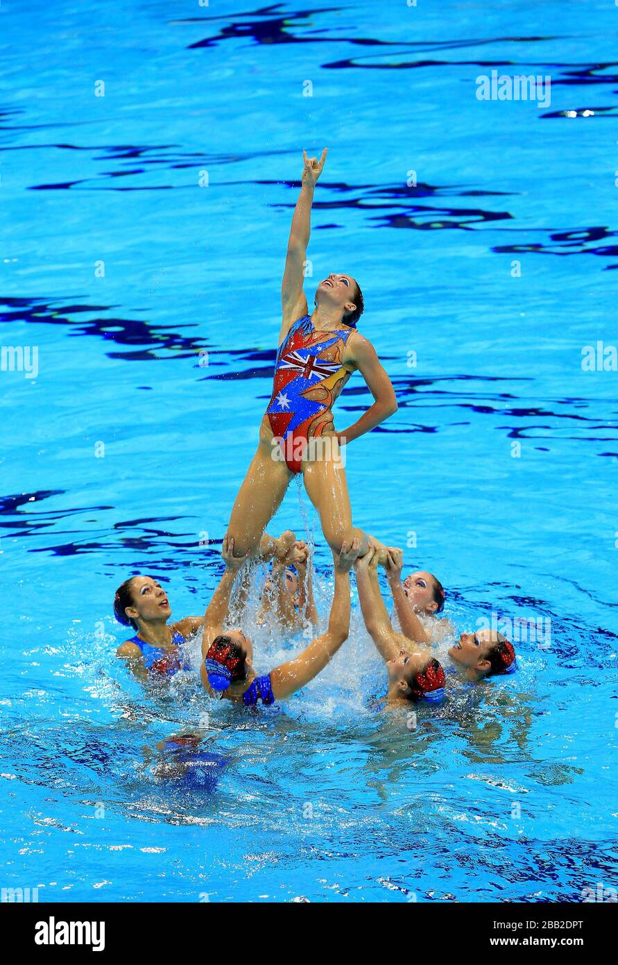 Australia's team in action in the final of the Syncronised Swimming ...