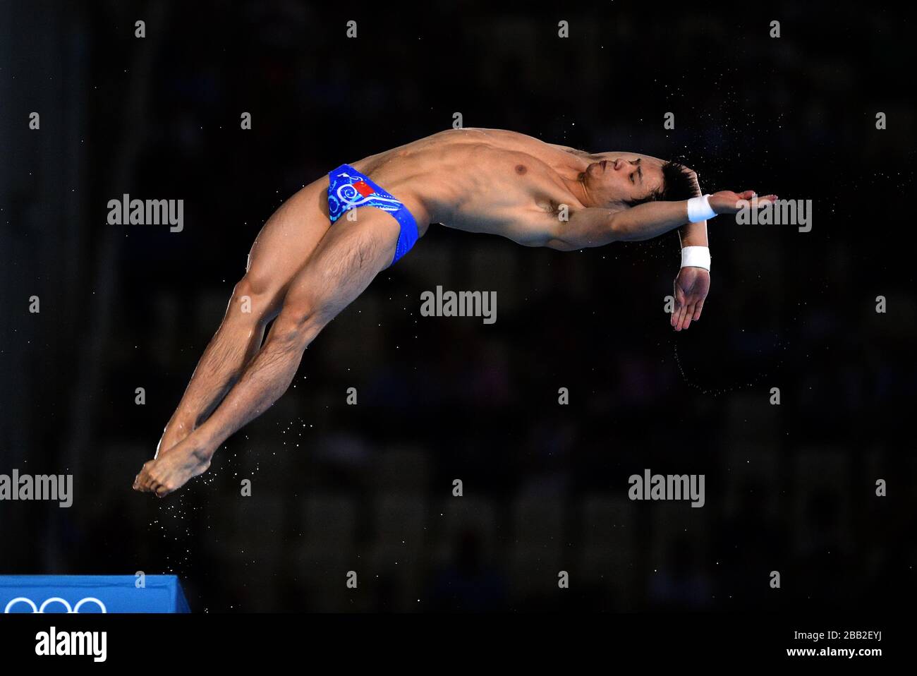 China's Qiu Bo in action during the Men's 10m Platform Preliminary ...