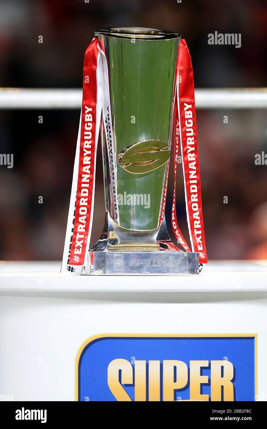 The Super League Grand Final trophy on display Stock Photo - Alamy
