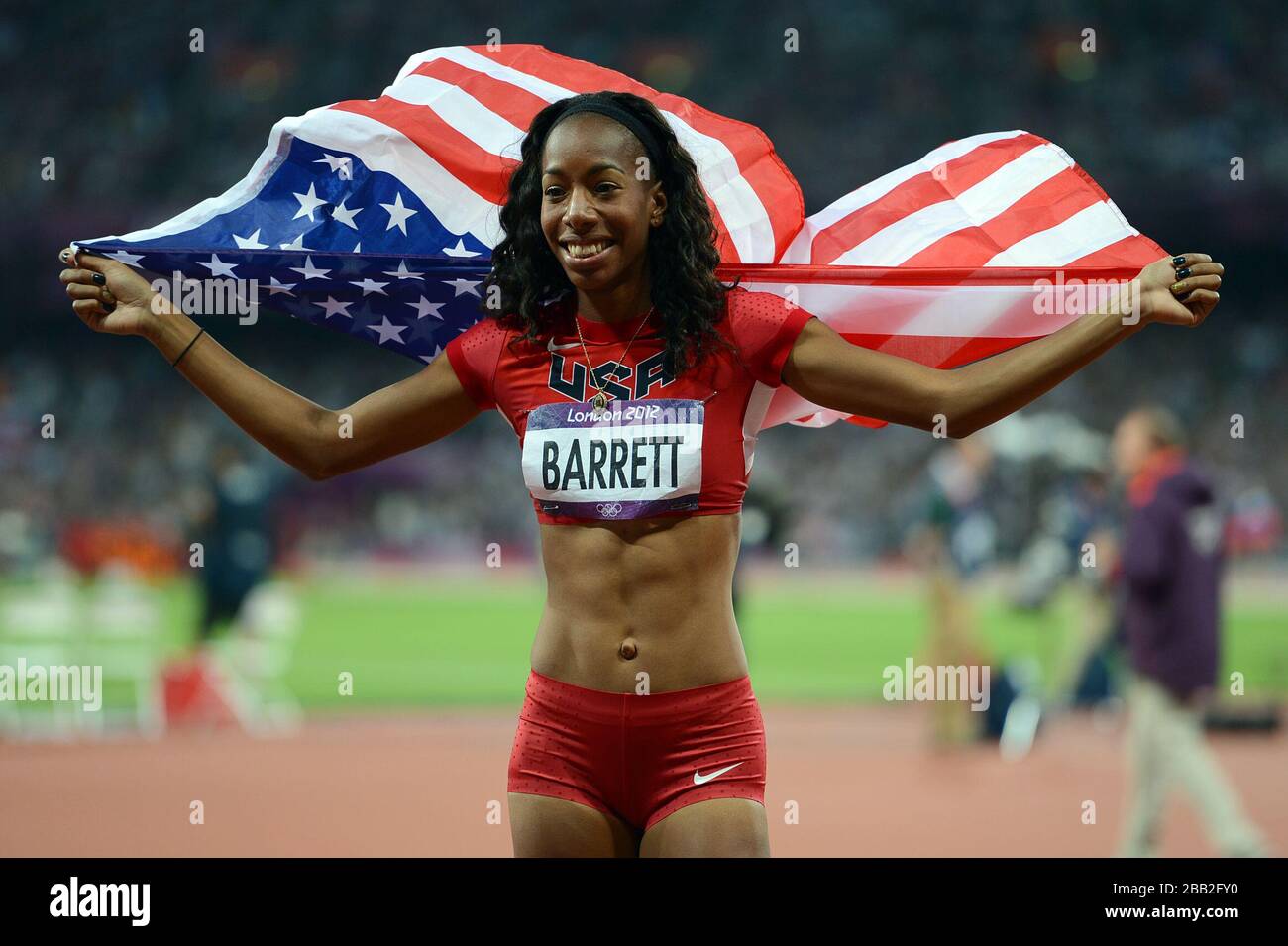 USA's Brigetta Barrett celebrates finishing second in the Women's High ...