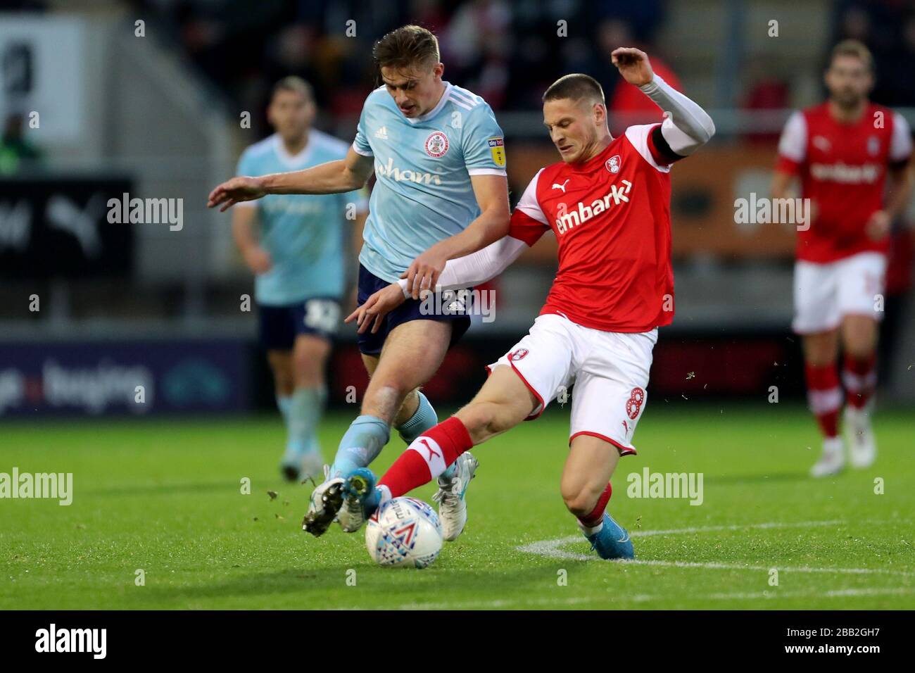 Accrington Stanley's Joe Pritchard and Rotherham United's Ben Wiles ...