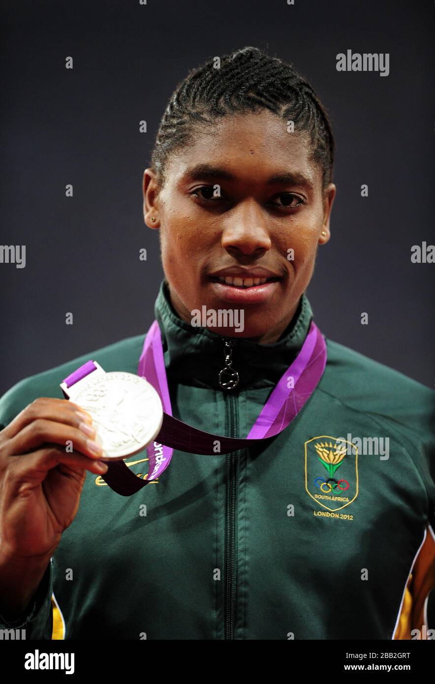 South Africa's Caster Semenya celebrates winning Silver in the Women's ...