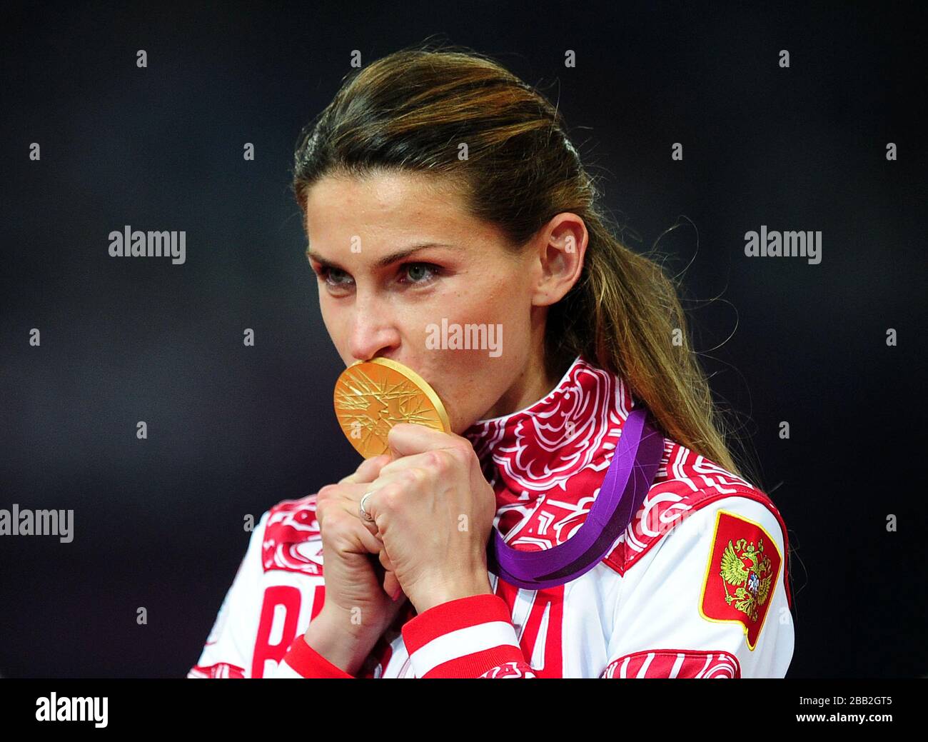 Russia's Anna Chicherova celebrates winning the Gold Medal in the Women ...