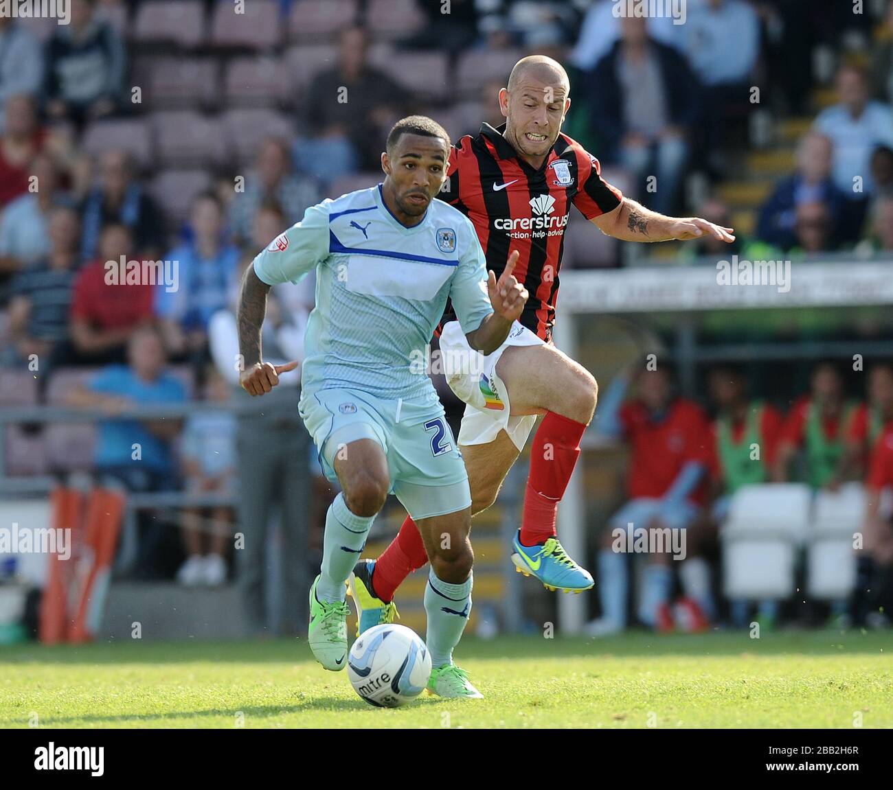 Coventry City's Callum Wilson (left) and Preston North End's Keith ...