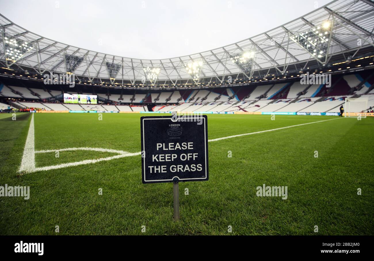 General view of signage pitchside before kick-off Stock Photo - Alamy