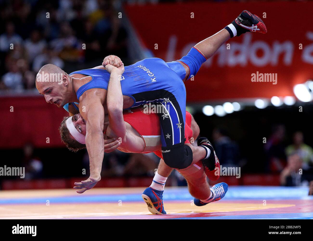 Russia's Alan Khugaev (red) and Egypt's Karam Mohamed Gaber Ebrahim in ...