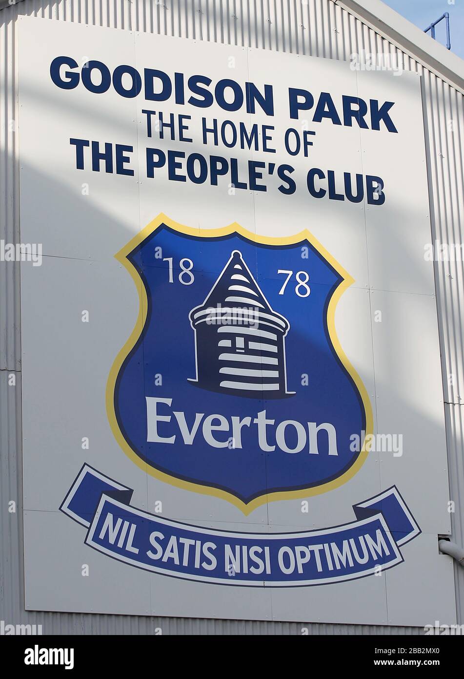 The everton crest on the side of goodison park hi-res stock photography ...