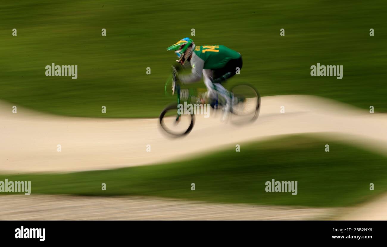 Brazil's Renato Rezende in action during the men's BMX seeding run at ...