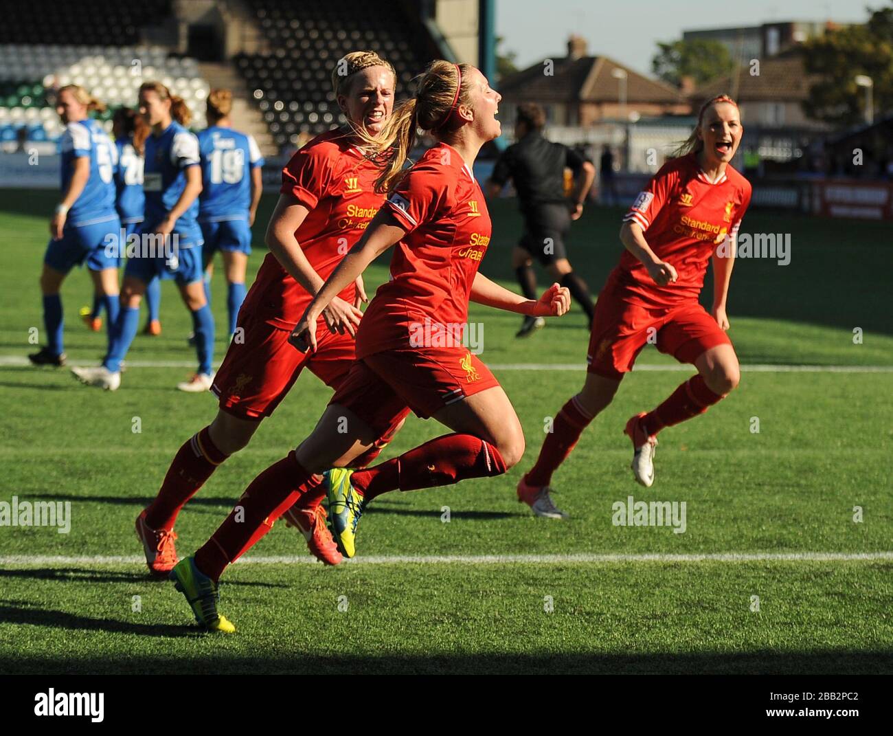 Liverpool's Louise Fors (centre) celebrates after scoring the opening ...