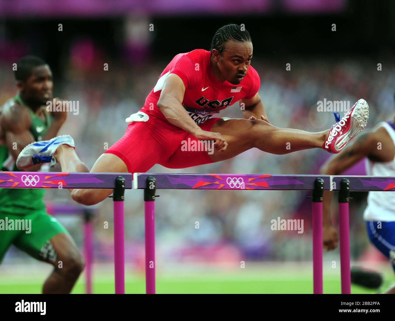 USA's Aries Merritt competes in the Men's 110m Hurdles Semi Final, heat ...