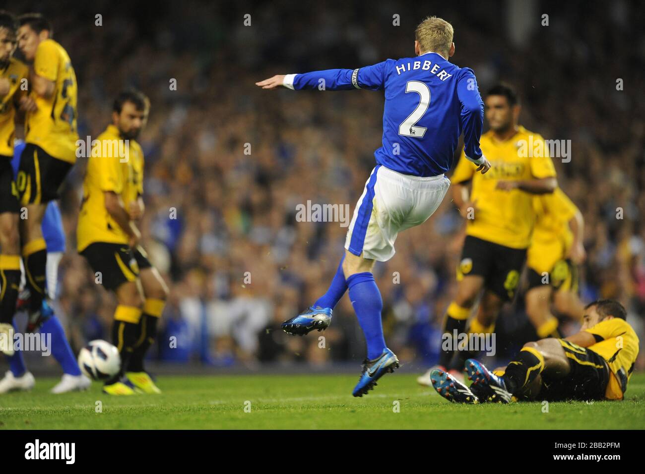 Everton's Tony Hibbert scores on his testimonial Stock Photo - Alamy