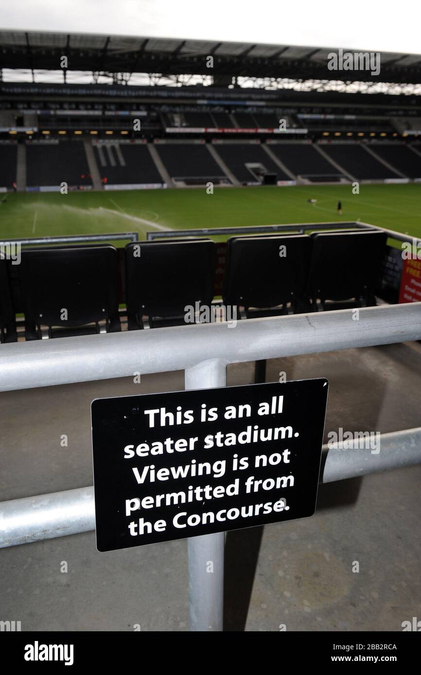 A view from the concourse inside the stadium:mk Stock Photo - Alamy