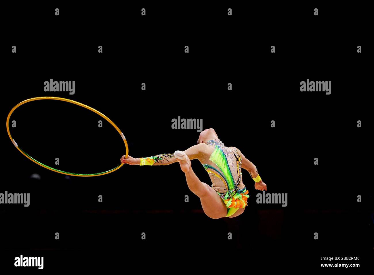 Azerbaijan's Aliya Garayeva competes with the hoop during the Rhythmic ...